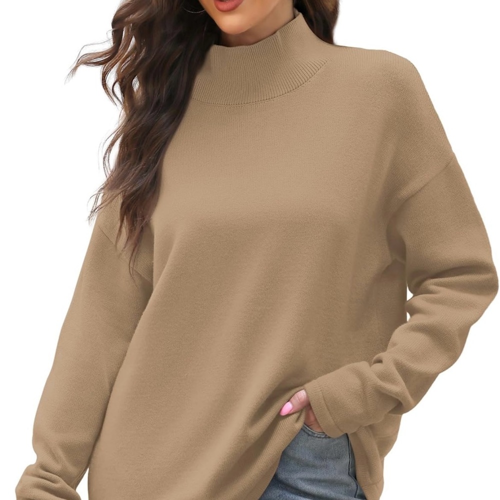 Turtleneck Oversized Batwing Sweater - Gem
